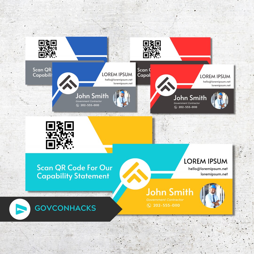 Editable Government Contracting Horizontal Business Card Template ...