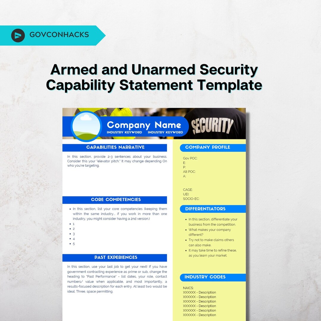 Professional Unarmed Armed Security Capability Statement Government ...