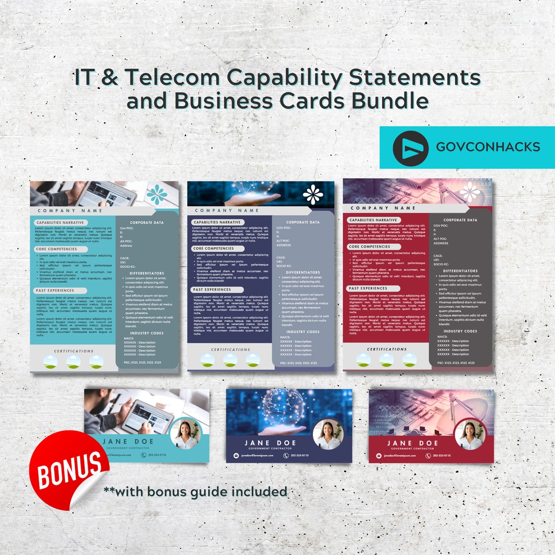 Information Technology & Telecom Capability Statement Template and Professional Business Card ...