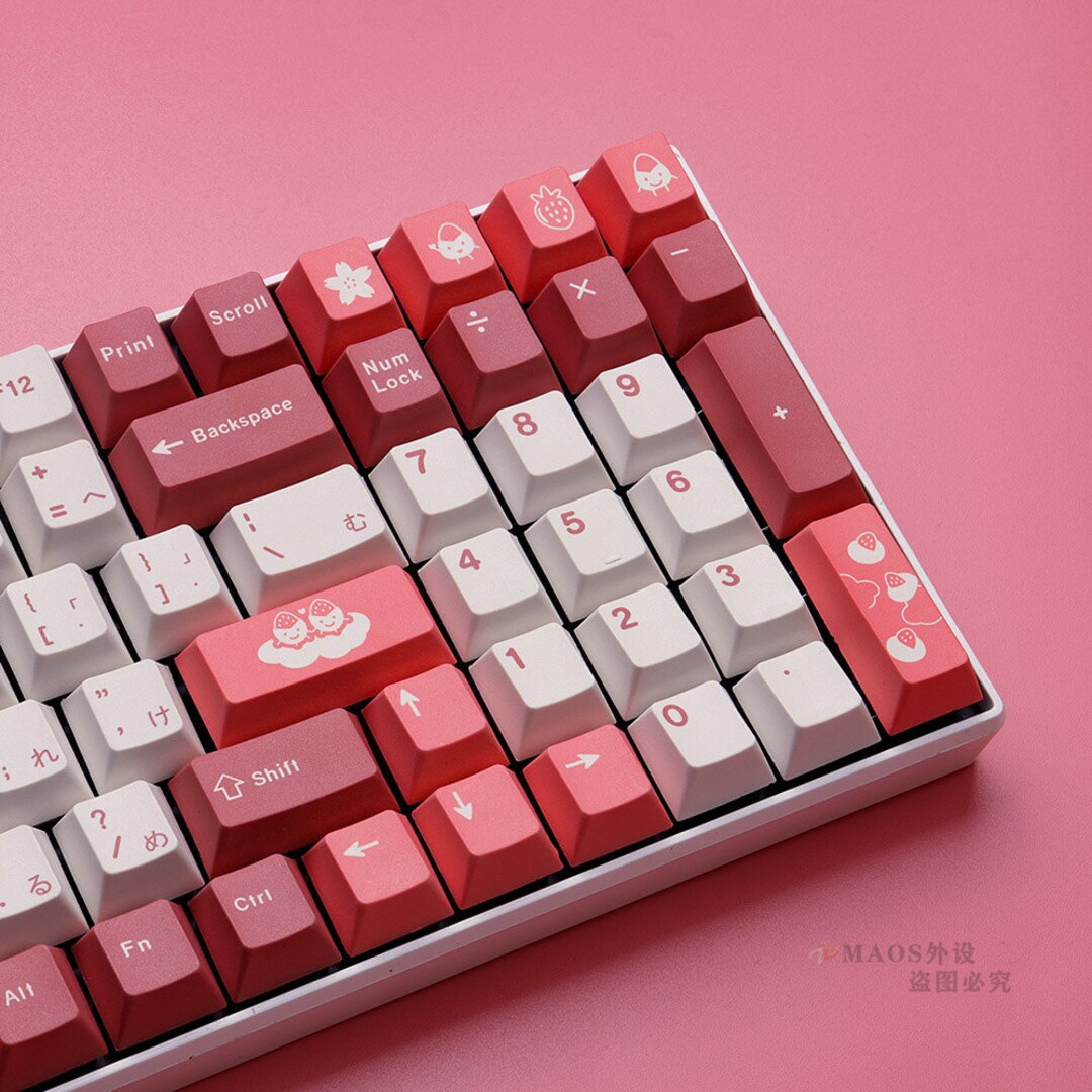 Buy Cute Strawberry Mochi Daifuku Keycap Set, Cherry Profile PBT Subdye ...
