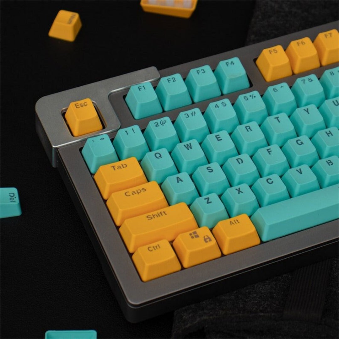 108pcs Letter Translucent Keycap Set PBT Keycap Blue Yellow - Etsy