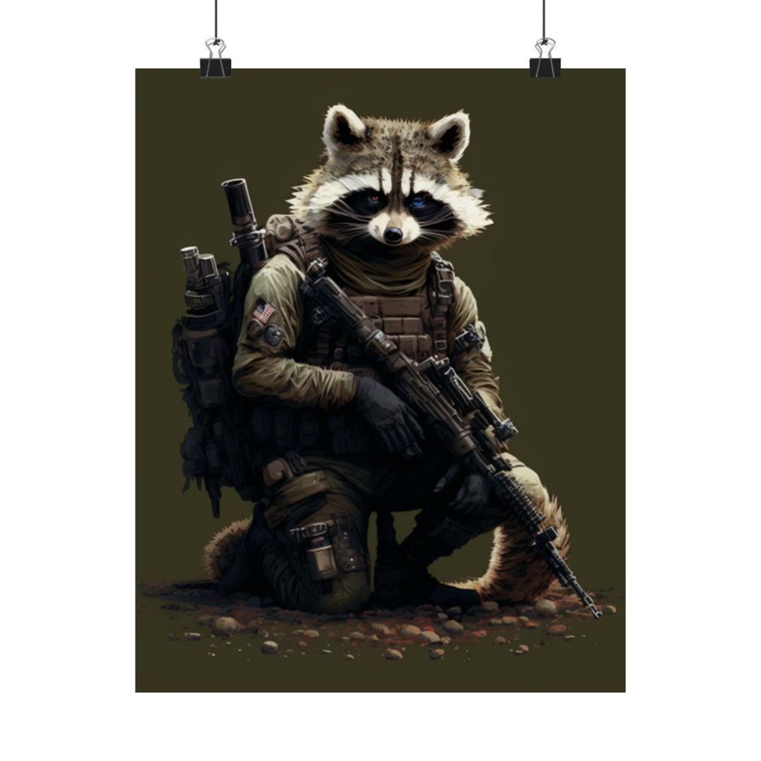 Tactical Raccoon Premium Matte Vertical Posters - Etsy