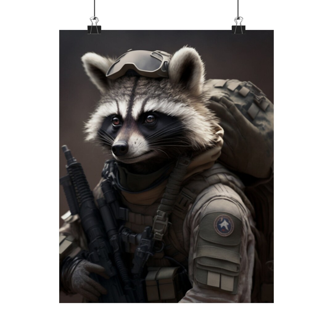 Tactical Raccoon Premium Matte Vertical Posters - Etsy