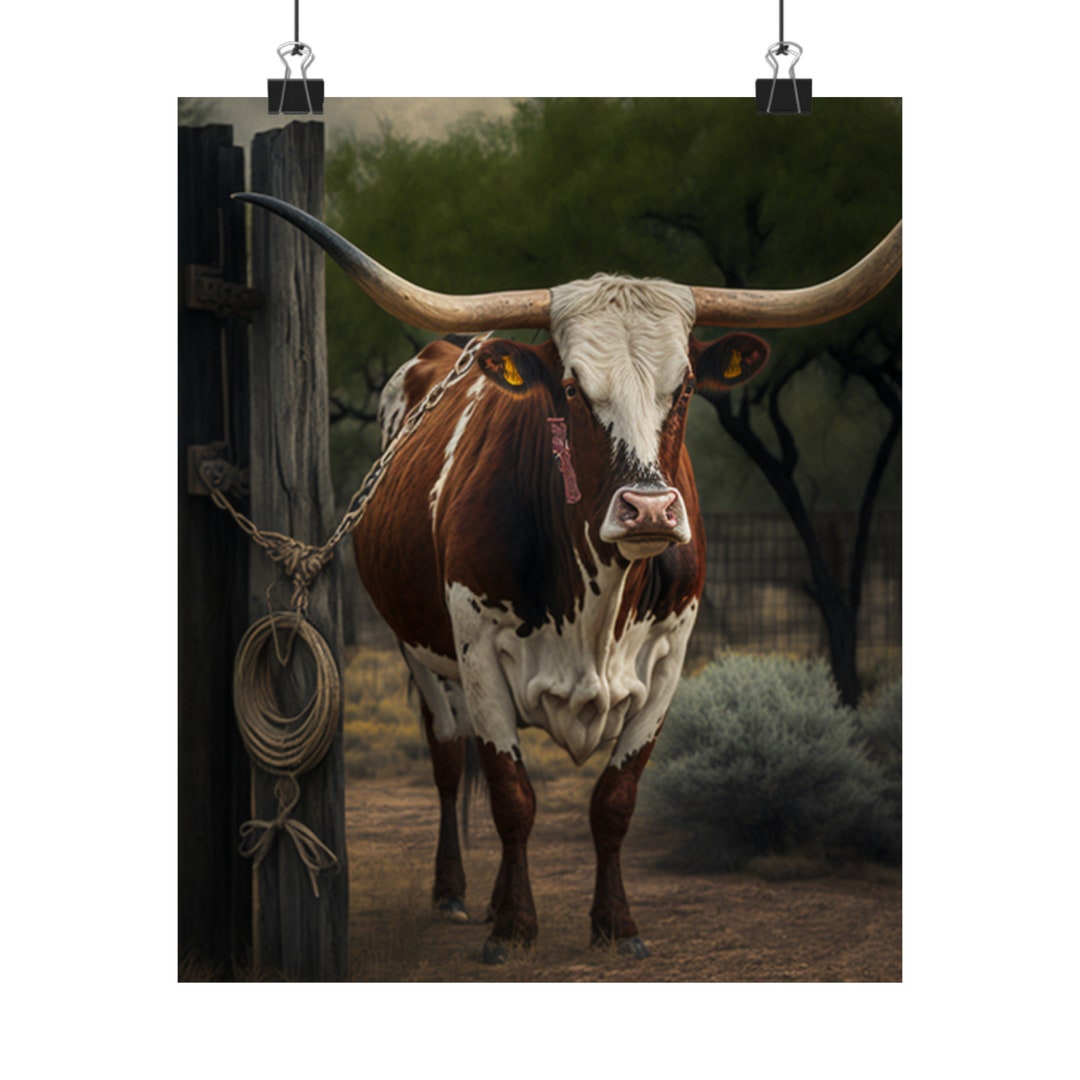 Texas Longhorn Western Premium Matte Vertical Posters - Etsy