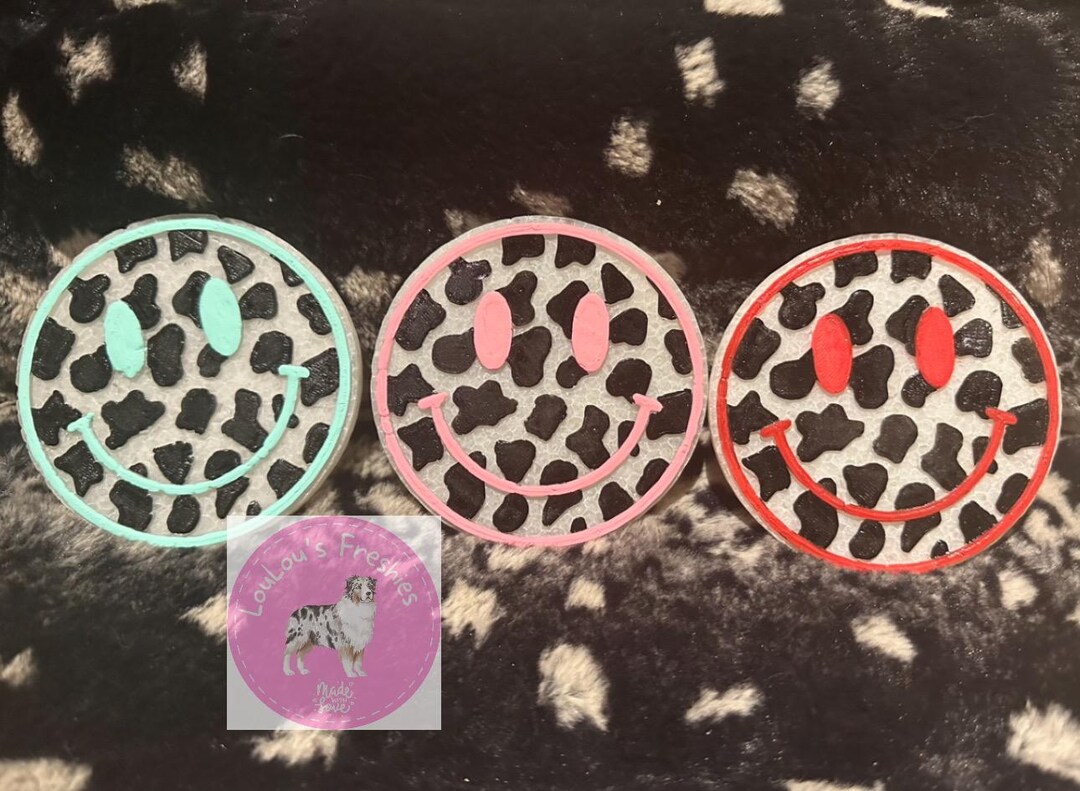 Cow Print Smiley Face Freshie - Etsy