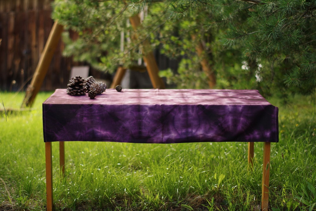 Tie Dye Tablecloth, Purple Tie Dye Outdoor Tablecloth - Etsy