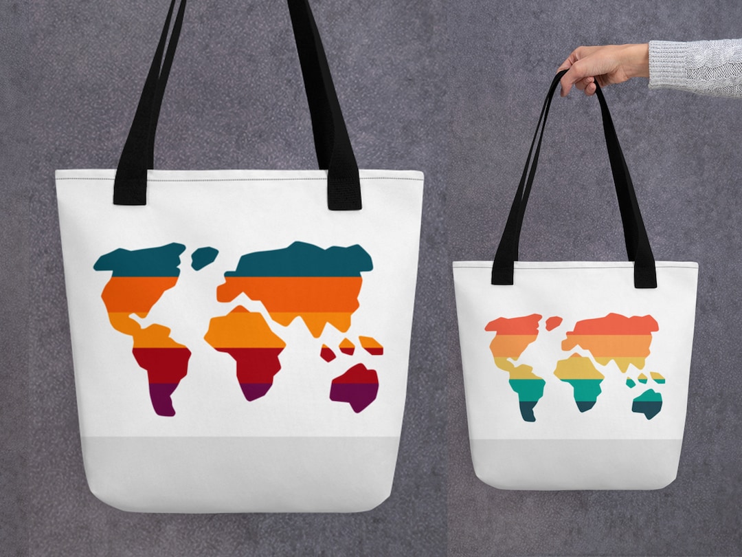 Tote Bag World Map Stripes - Etsy