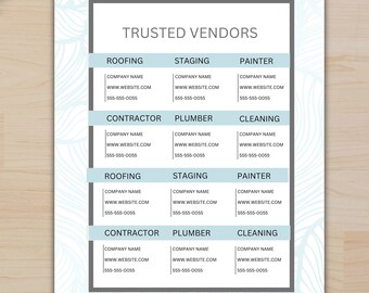 Preferred Vendor List Template - Etsy