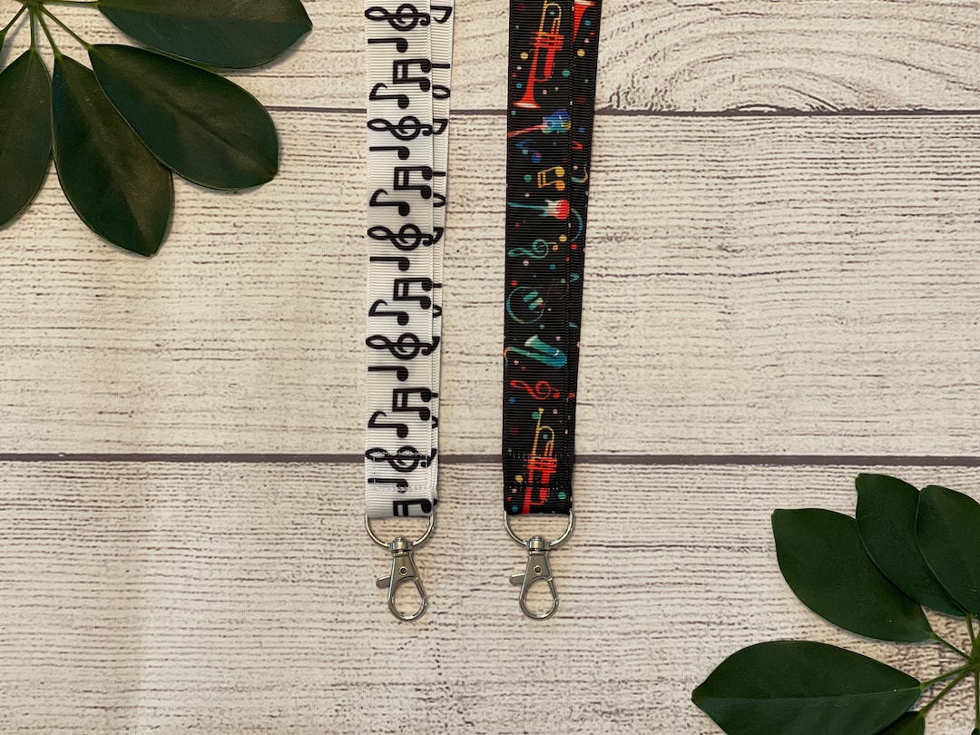 Music Lanyard, Music Notes Badge Holder, Trumpet, Sax, Musical ...