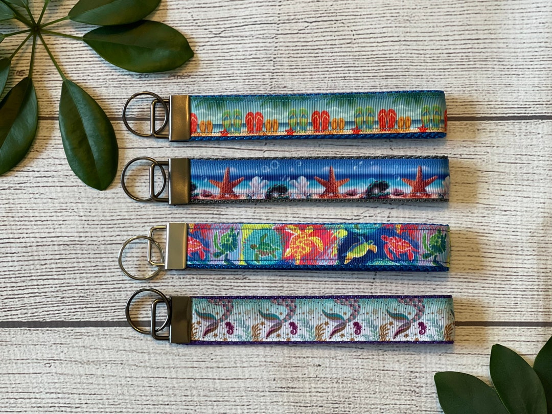 Ocean Key Fob Wristlet: Mermaid, Starfish, Sea Turtle Keychain - Etsy