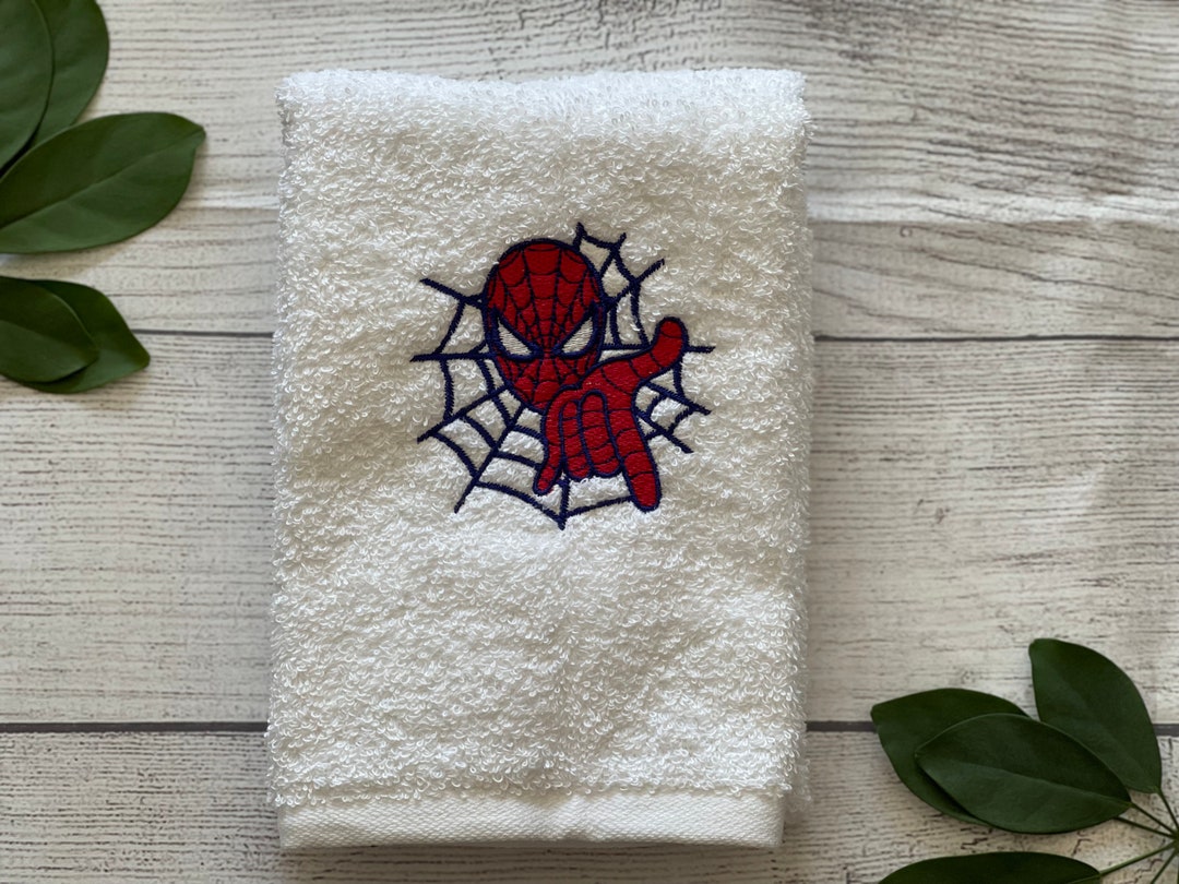 Super Hero Embroidered Hand Towel, Web Slinger, Face Towel, Bathroom ...