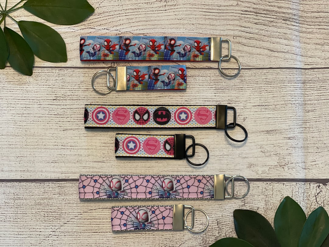 Super Hero Key Wristlet, Spider Key Fob, Gwen Keychain, Gift for Girls ...