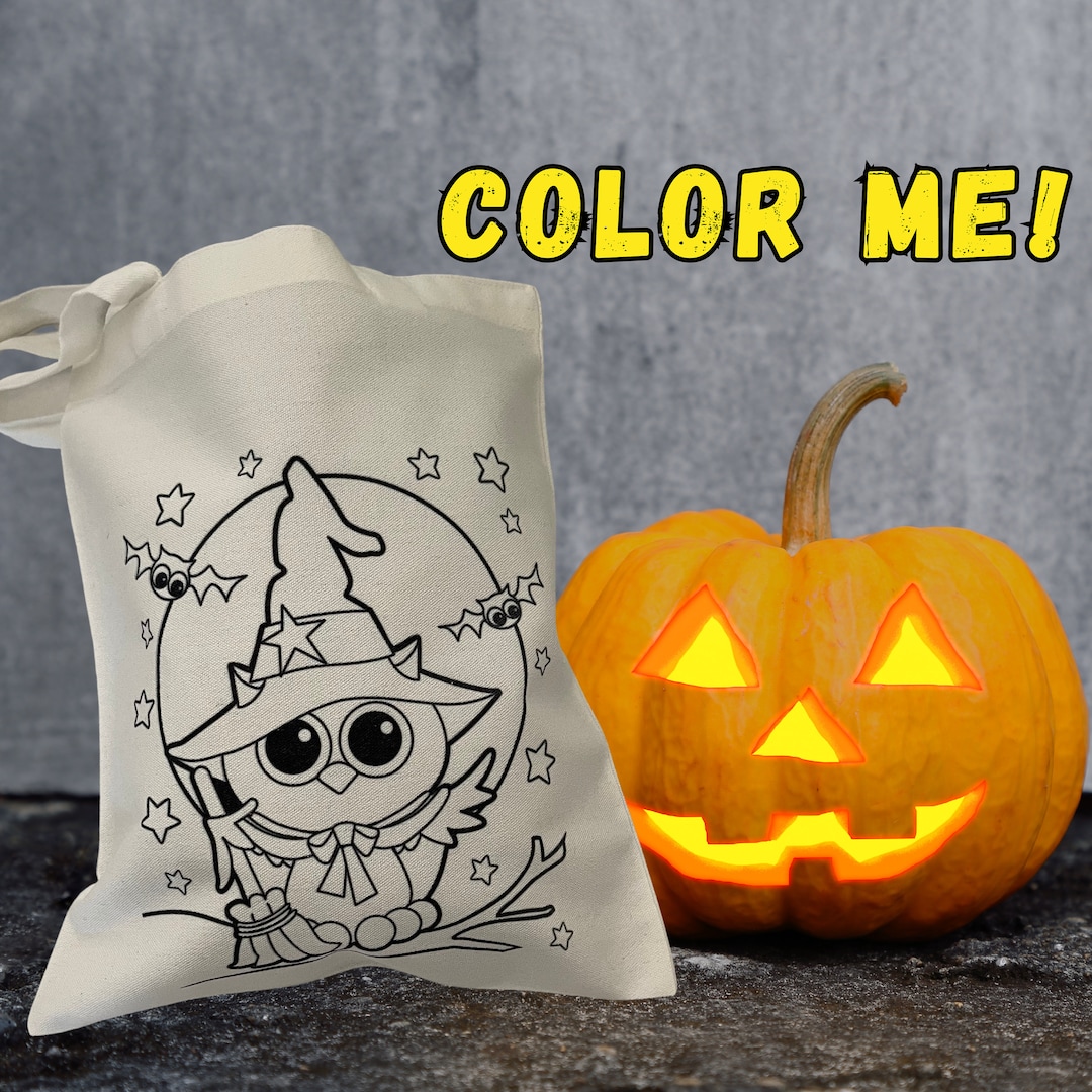 Color Your Own Halloween Bag, Canvas, Cute Characters, Trick or Treat ...