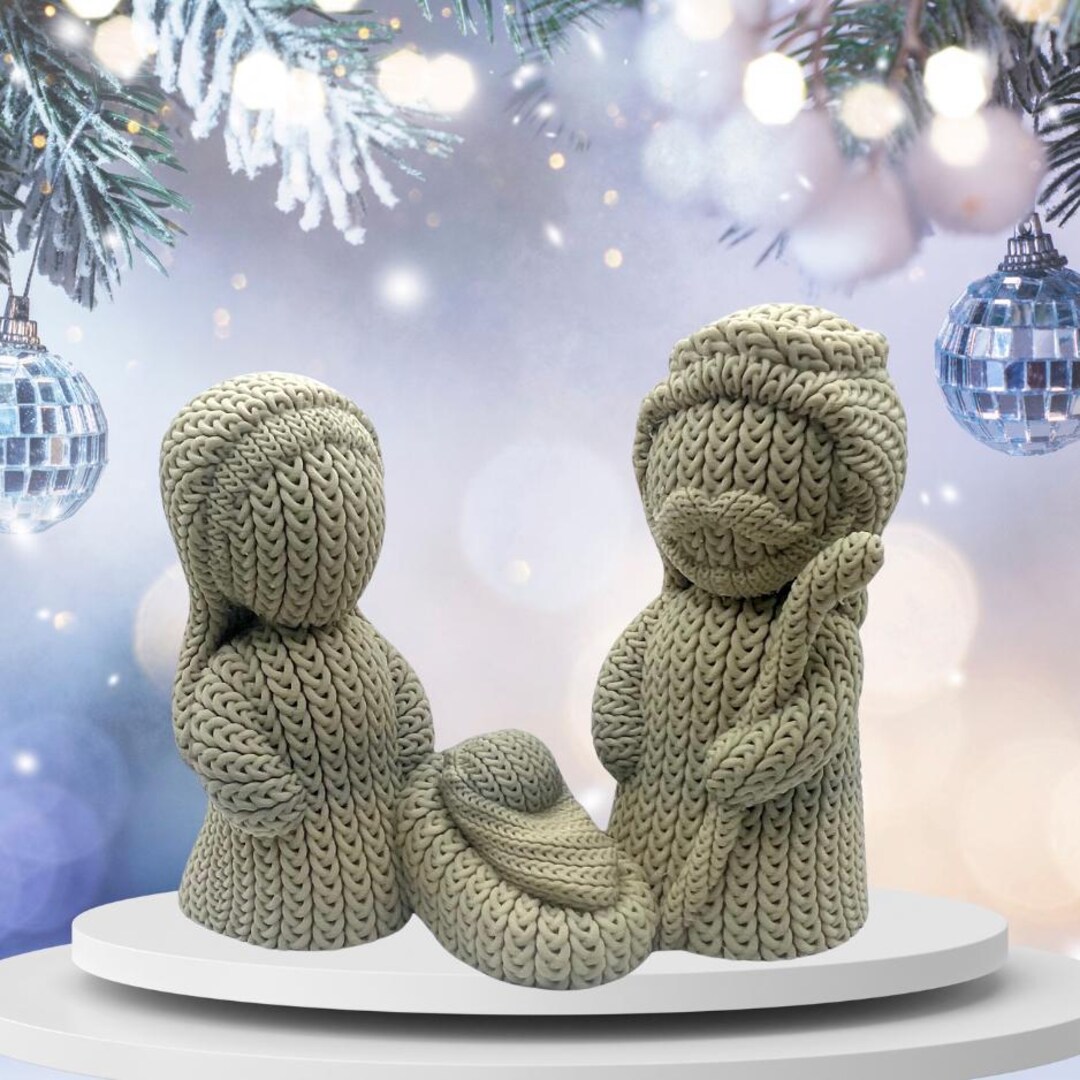 3D Printed Nativity Scene: "knitted" Holiday Decor - Etsy