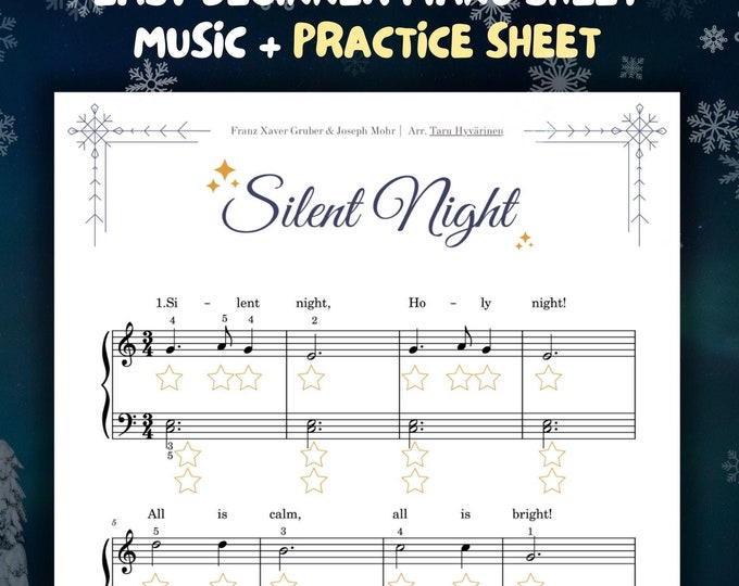 Silent Night Piano Sheet Music: Easy Beginner Practice (digital ...