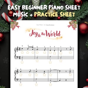 Easy Beginner Piano PRACTICE SHEET + AUDIO Piano Sheet Music 'joy to ...
