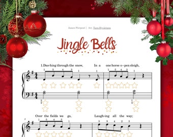 Jingle Bells - Piano Christmas Sheet Music for Beginners - Etsy