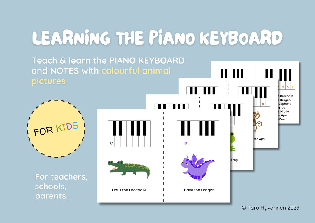 PIANO KEYBOARD & NOTES Practice Cards for Kids and Preschoolers Easy ...