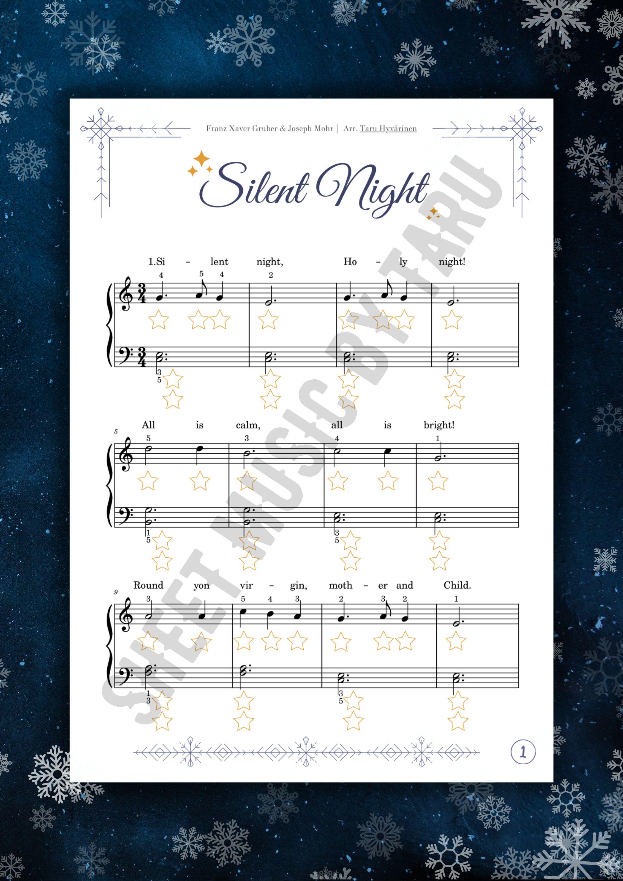 Silent Night Piano Sheet Music: Easy Beginner Practice (digital ...