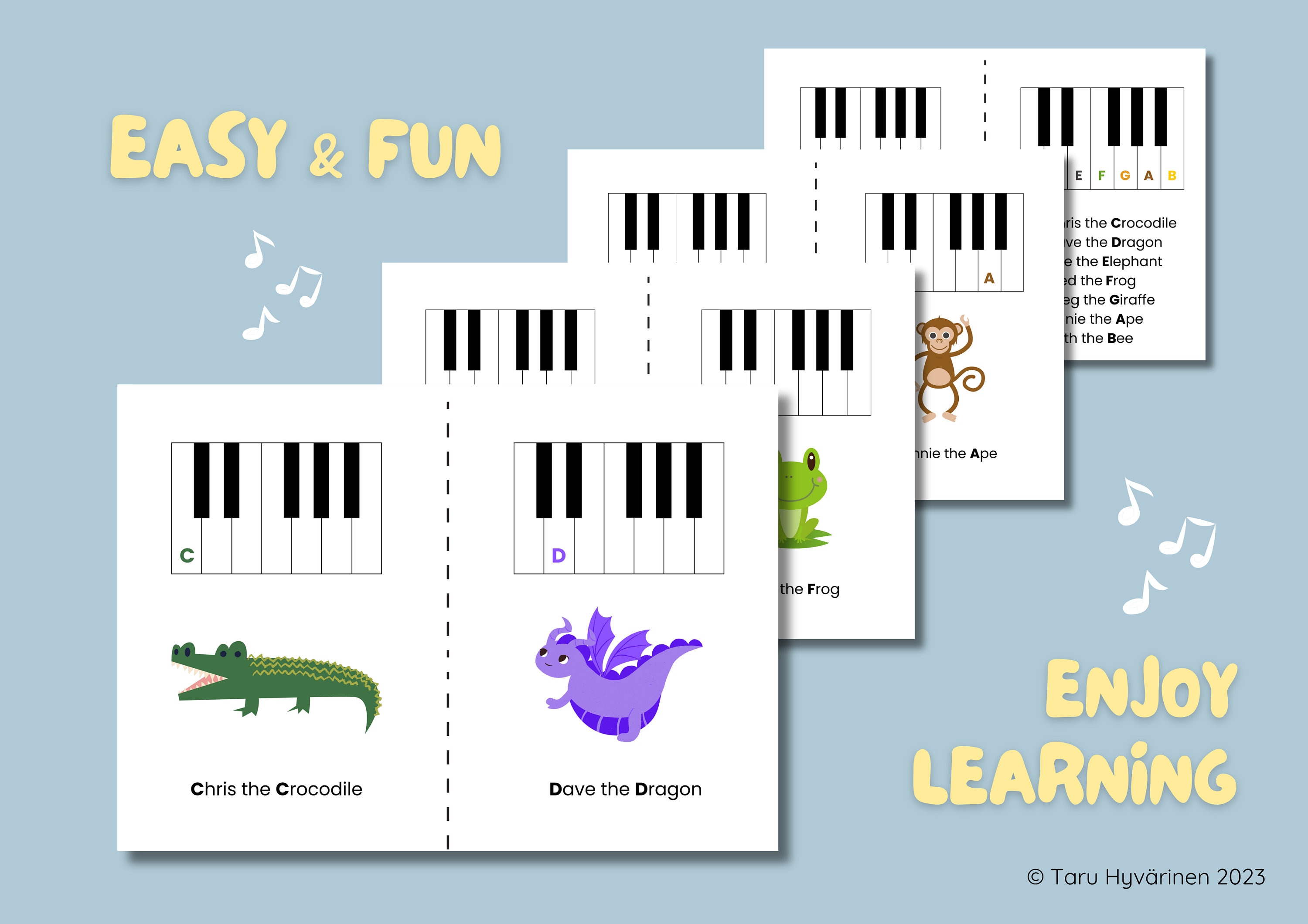 PIANO KEYBOARD & NOTES Practice Cards for Kids and Preschoolers | Easy ...