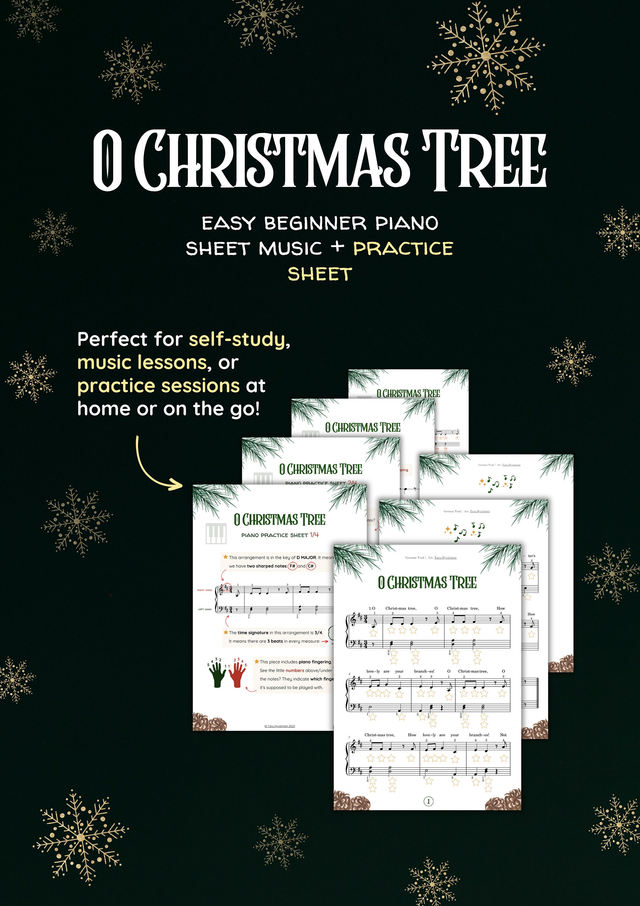 O Christmas Tree | Easy Beginner Piano PRACTICE SHEET + AUDIO Sheet ...