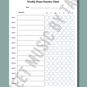 Piano Practice Chart & Goal Planner (digital Download) - Etsy