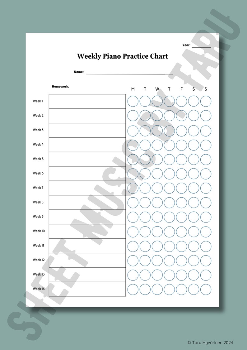 PIANO PRACTICE CHART | Music Practice Chart | Practice Planner | Piano ...