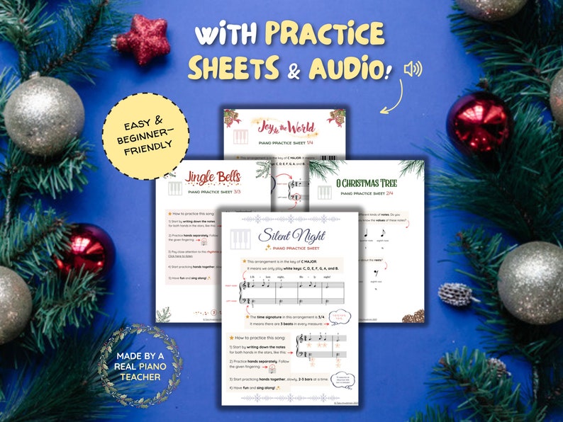 Beginner Christmas Piano Sheet Music: Easy Carol Collection (PDF ...