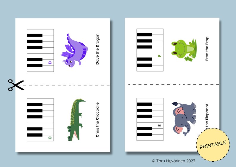 Piano Keyboard Practice Cards for Kids: Beginner Music Notes (printable ...