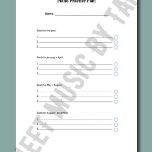 Piano Practice Chart & Goal Planner (digital Download) - Etsy