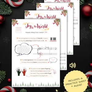 Easy Beginner Piano PRACTICE SHEET + AUDIO Piano Sheet Music 'joy to ...