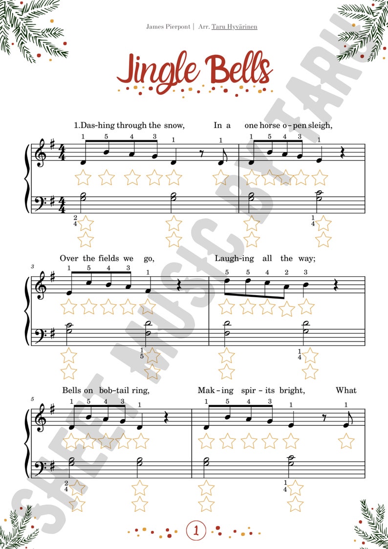 Jingle Bells Piano Sheet Music: Beginner Christmas Carol (PDF + Audio ...