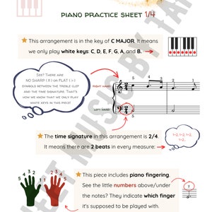 Easy Beginner Piano PRACTICE SHEET + AUDIO Piano Sheet Music 'joy to ...