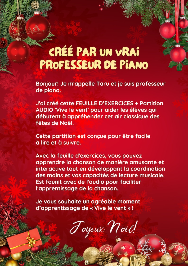 FEUILLE D'EXERCICES Piano Facile Pour Débutant Partition AUDIO 'vive Le ...