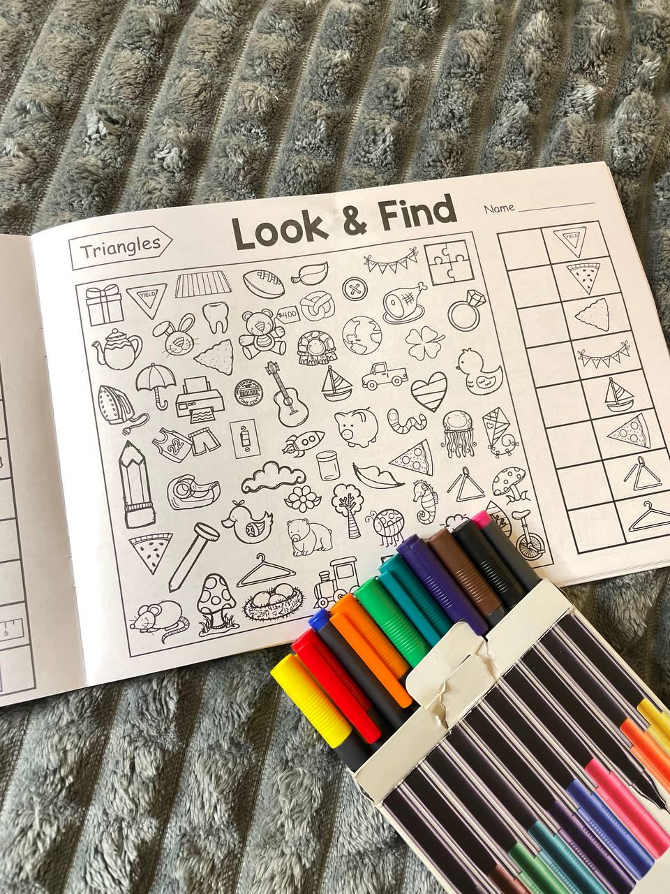 Look and Find Coloring Book | Visual Puzzle, Shape Search (PDF Pattern ...