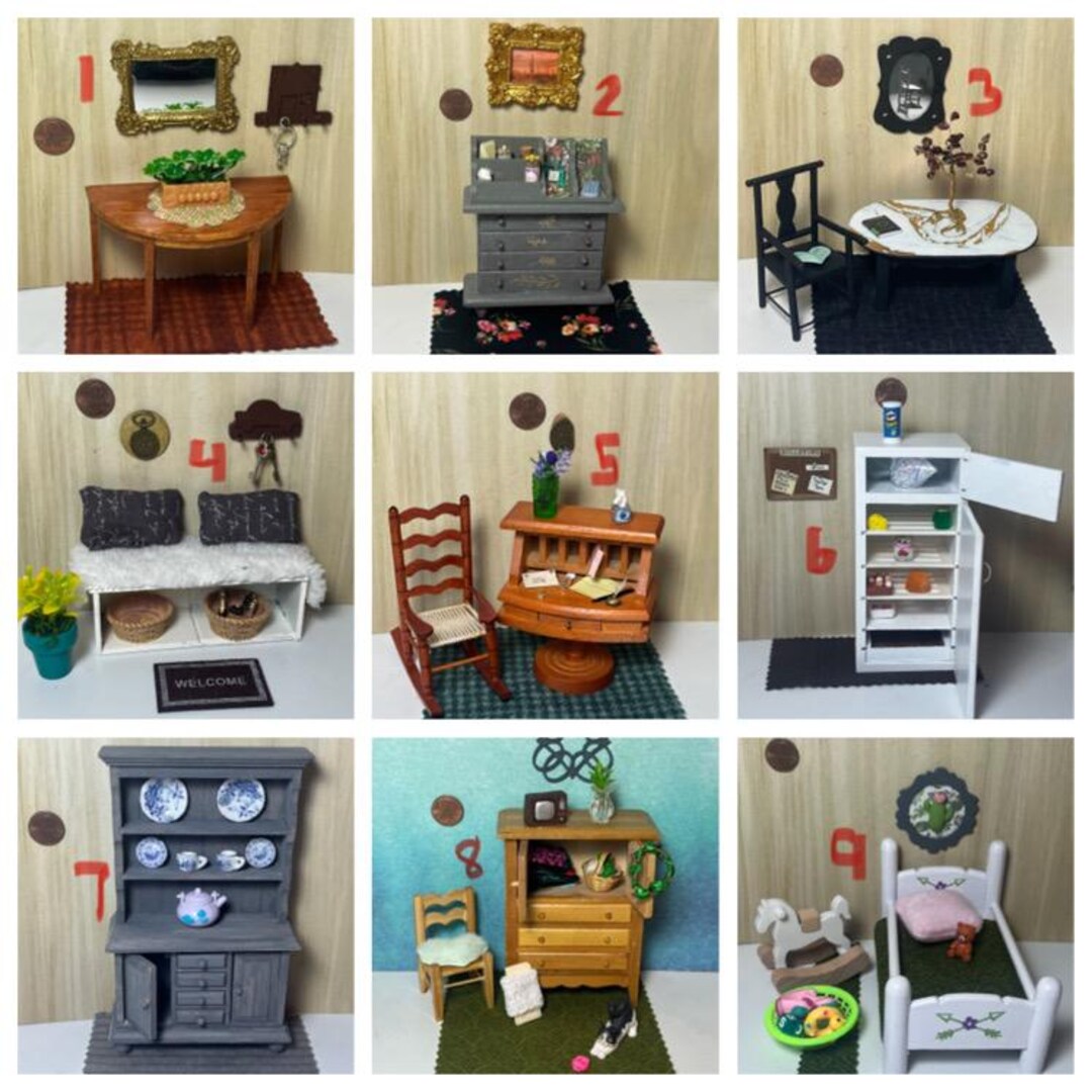 DOLLHOUSE Furniture 1:12 Scale Each Item Comes With a Rug - Etsy