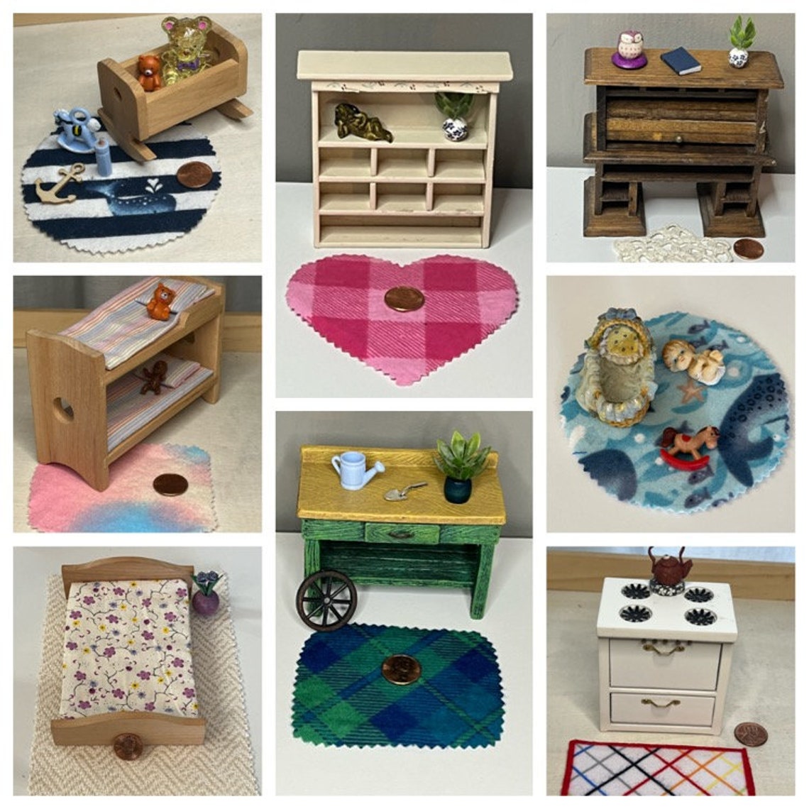 DOLLHOUSE Furniture 1:12 Scale Each Item Comes With a Rug - Etsy
