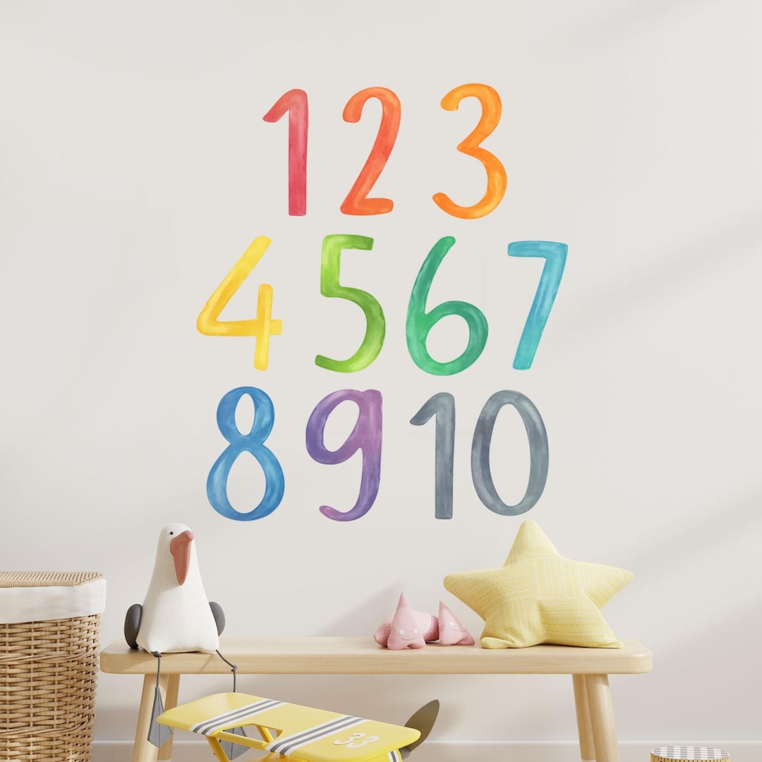 Watercolor Rainbow Numbers 1-10 Wall Decal: Kids Room Decor - Etsy
