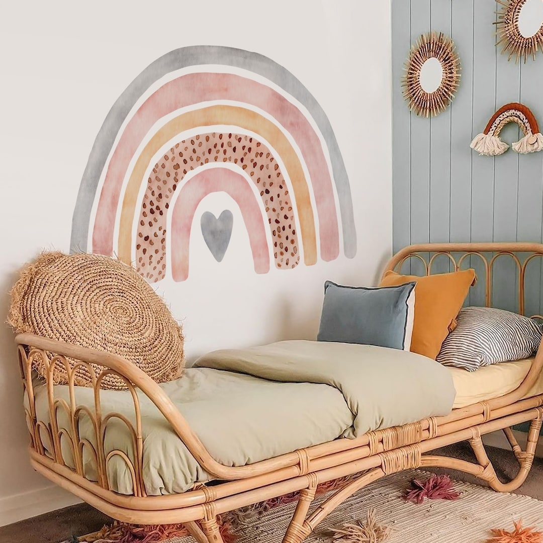 Boho Rainbow Wall Decal, Large Rainbow Wall Sticker, Watercolor Rainbow ...