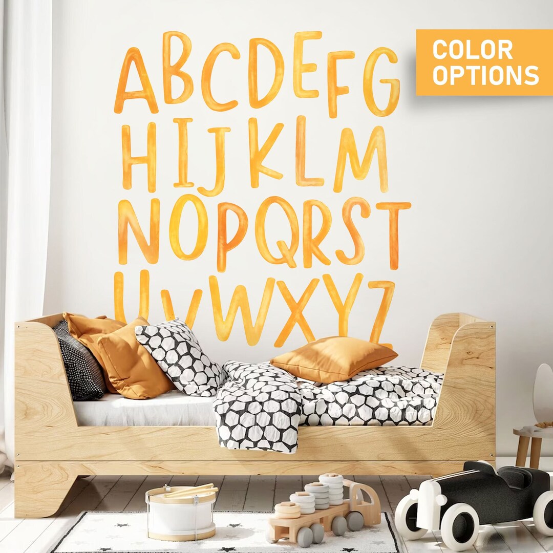Watercolor Uppercase Letters, Watercolor Alphabet Decal, Kids Room ...