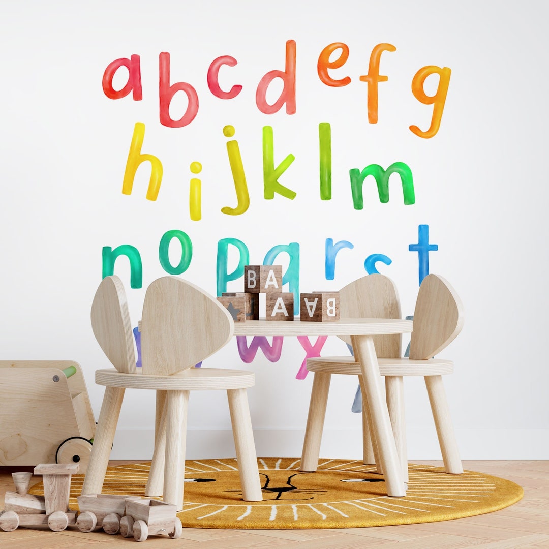 Watercolor Rainbow Alphabet Wall Decals: Kids Room Decor - Etsy