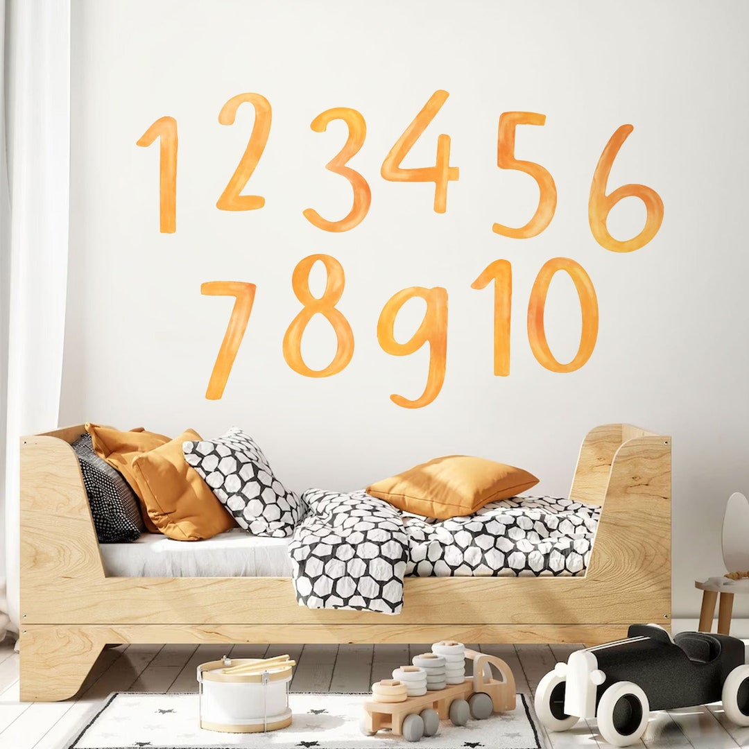 Watercolor Numbers Set Decal, Kids Room Decor, Children Wall Decal ...