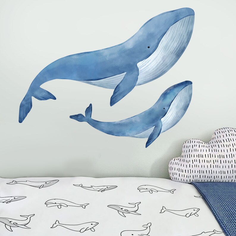Watercolor Whale Wall Decal Set: Sea Animals Nursery Decor - Etsy