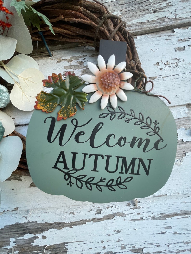 Earth Tone Decor, Minimalist Decor, Sage Green and Rust Fall Wreath ...