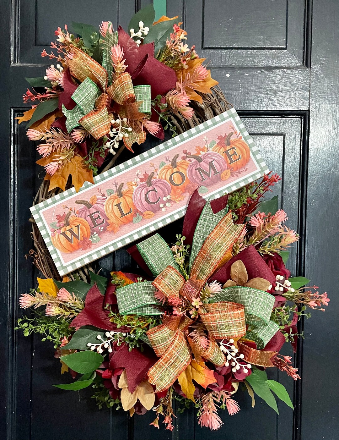 Maroon Fall Wreath, Burgundy Fall Wreath, Welcome Fall Wreath ...