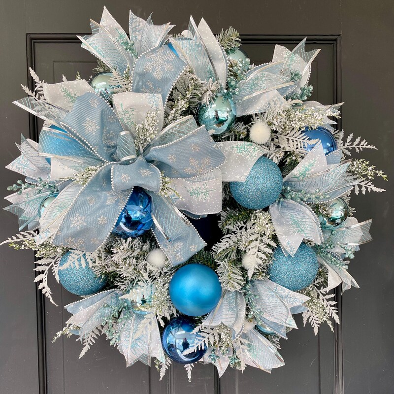 Blue Christmas Wreath - Etsy