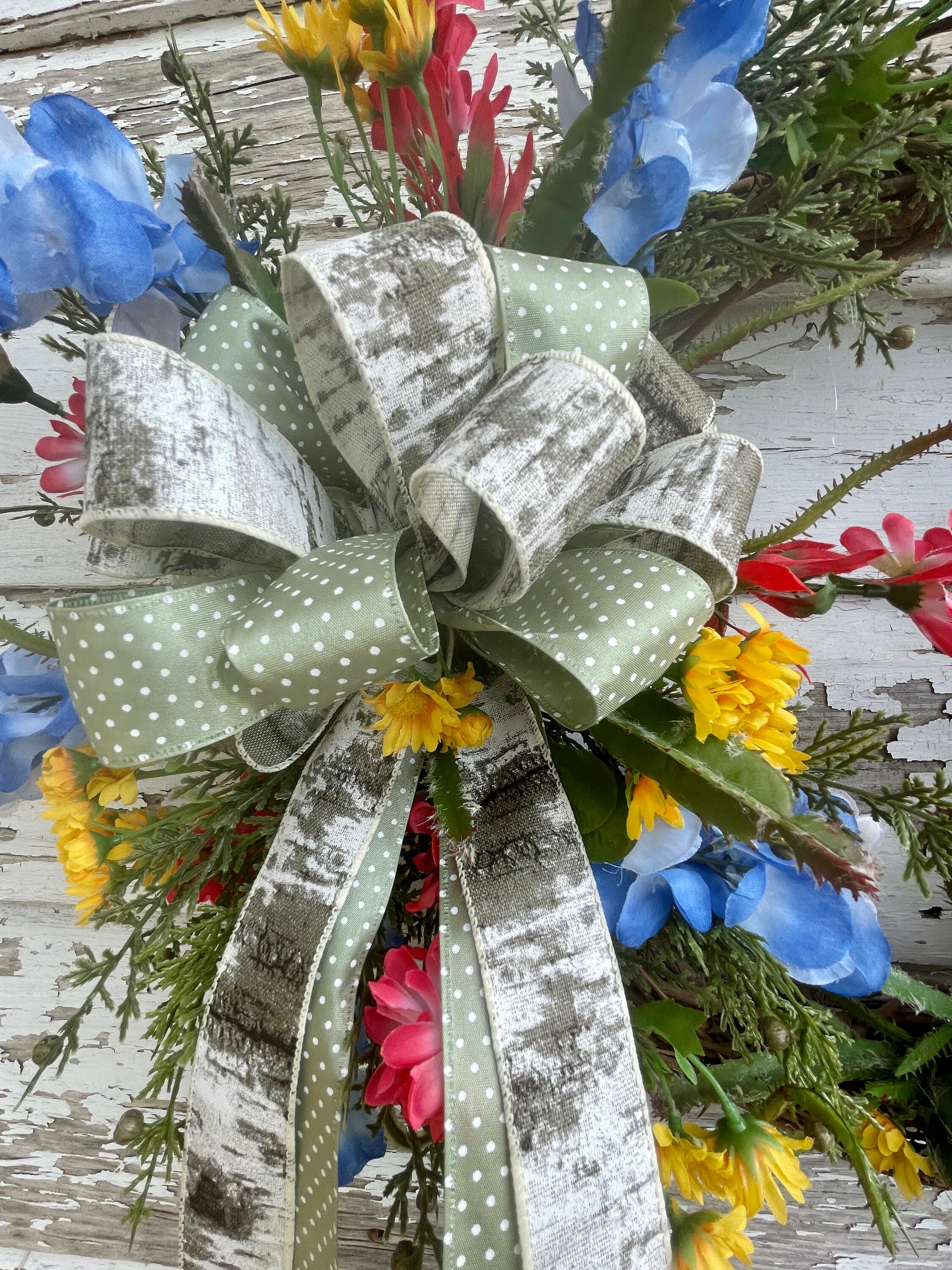 Texas Themed Grapevine Wreath, Texas Wildflowers, Texas Bluebonnets ...