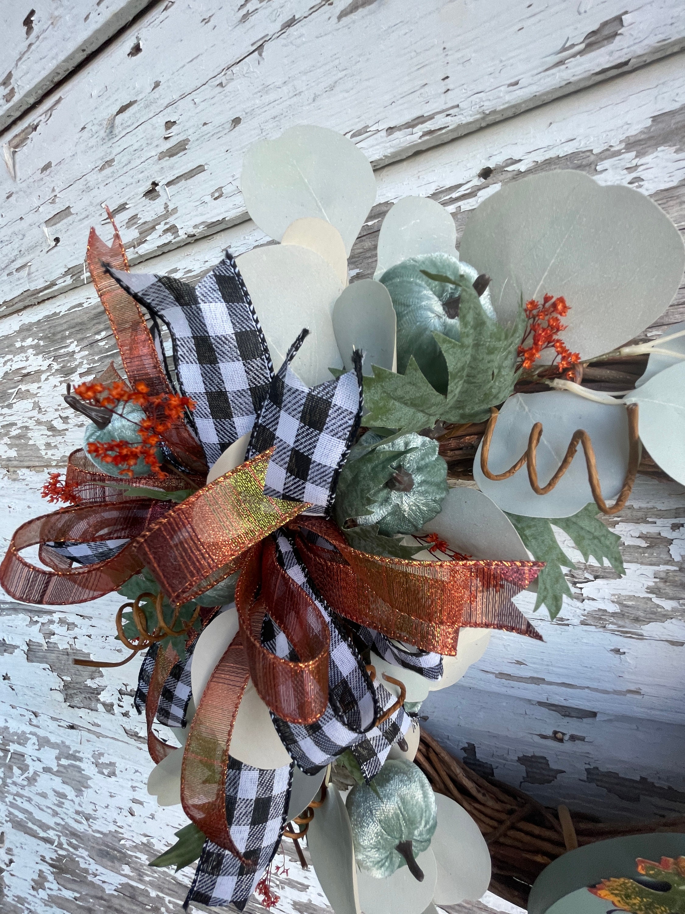 Earth Tone Decor, Minimalist Decor, Sage Green and Rust Fall Wreath ...