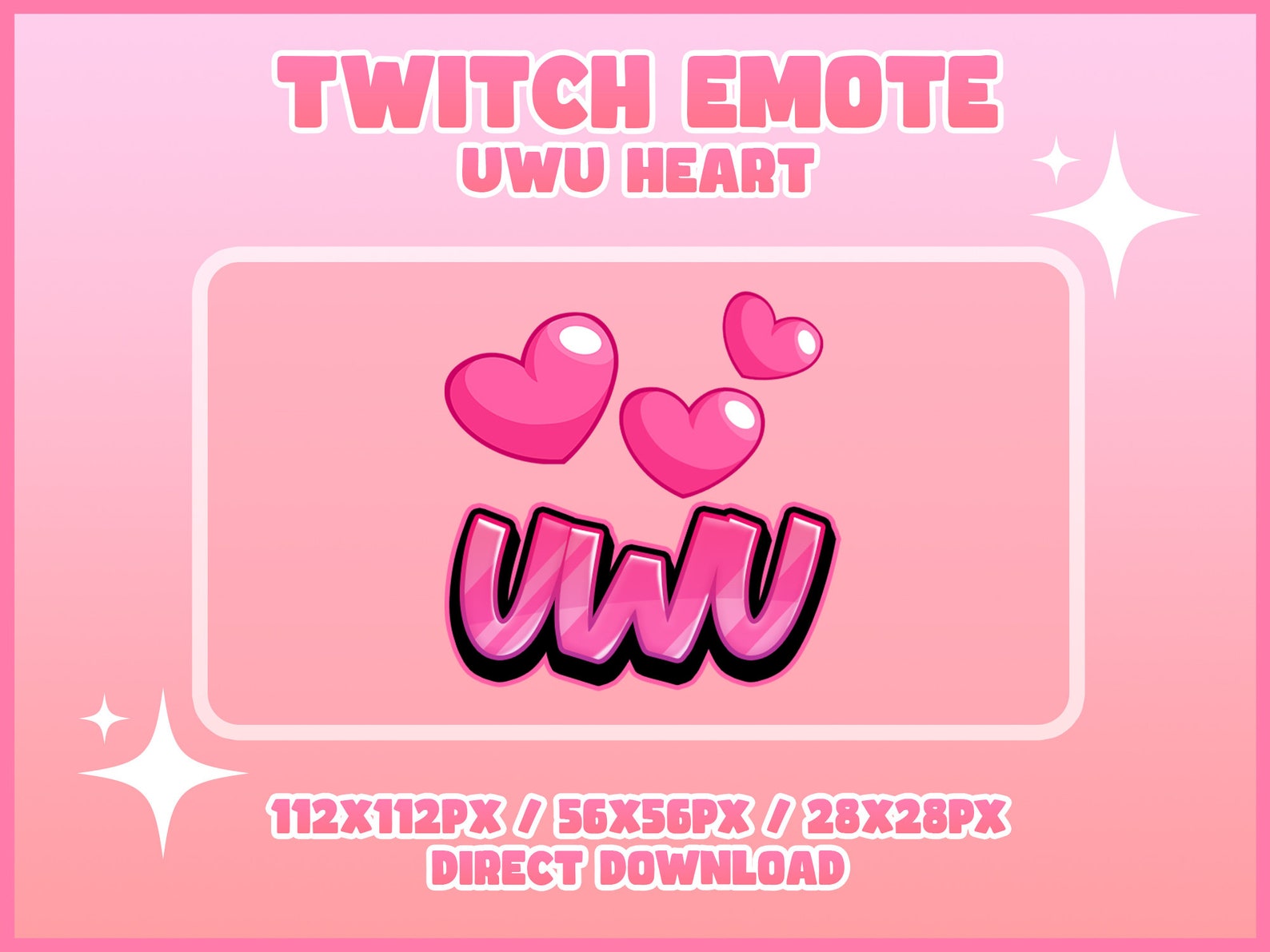 Twitch Emote UWU Heart Instant Download 112x112px / 56x56px / 28x28px ...