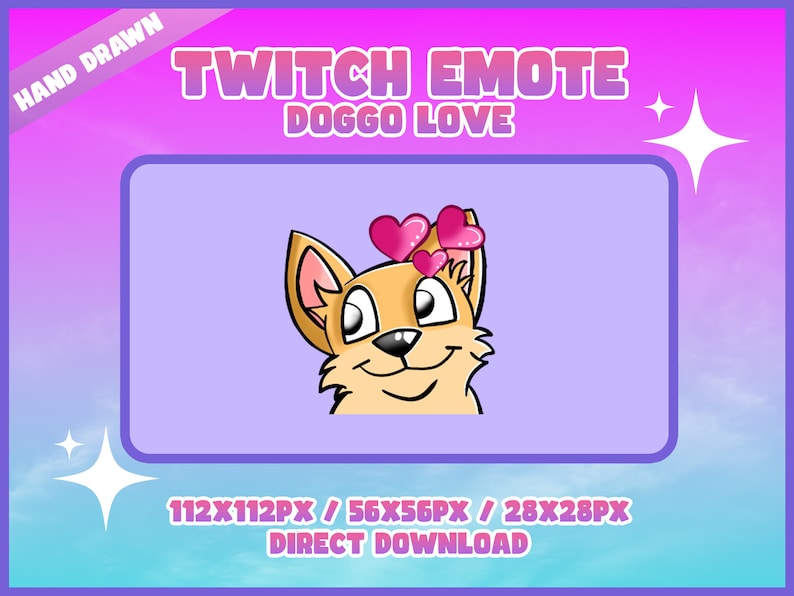Twitch Emote Doggo Love Instant Download 112x112px / 56x56px / 28x28px ...